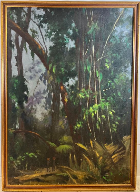 Grosse Wald Szene Gemälde mit Personen | Kaufen auf Ricardo