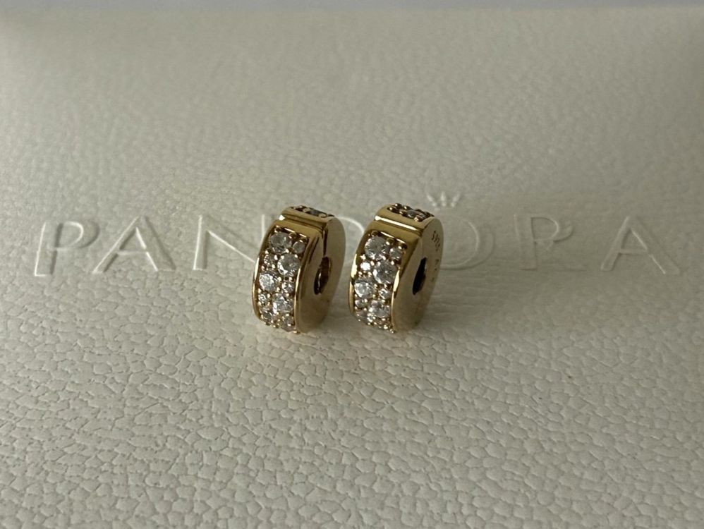 Original Pandora Pavé Clips gelbvergoldet (2 Stück) (Gebraucht) in ...