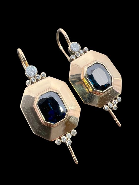 Saphire 3.2c Diamanten 0.3c Ohrhänger 18k Gelbgold *S946 | Kaufen auf ...