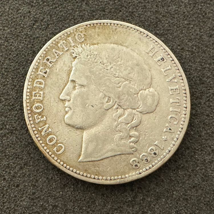 5 Franken Schweiz Silber Frauenkopf 1888 selten (Gebraucht) in Reitnau für CHF 525 – mit ...