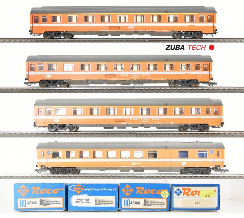 Roco 4x Eurofima Personenwagen SBB/SNCF/ÖBB, H0 GS mit OVP | Kaufen auf Ricardo