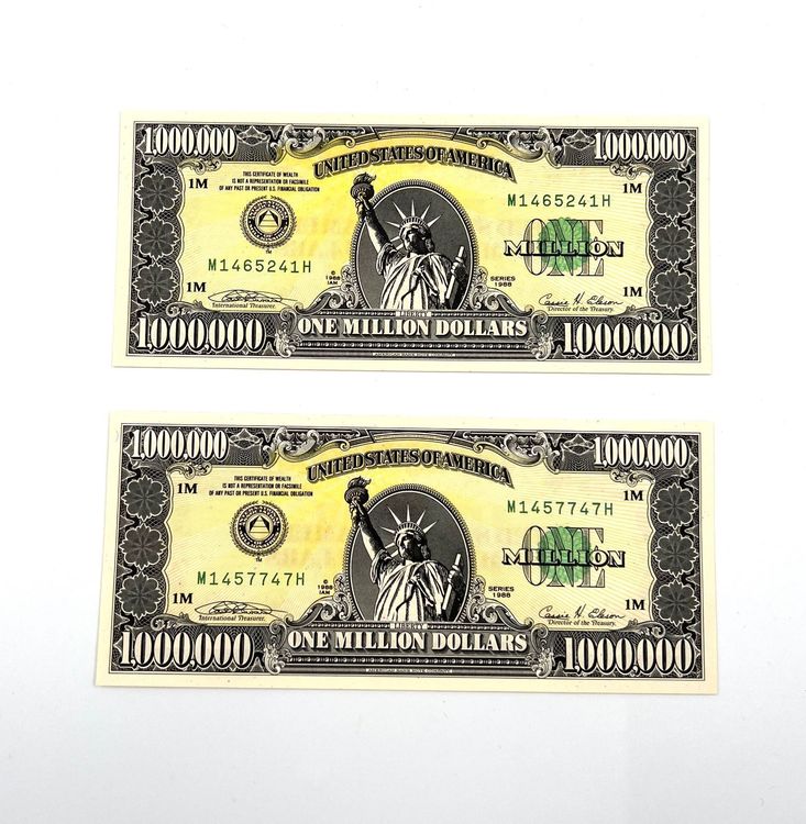 2 x original 1 MILLION DOLLAR BILL 1988 | Kaufen auf Ricardo