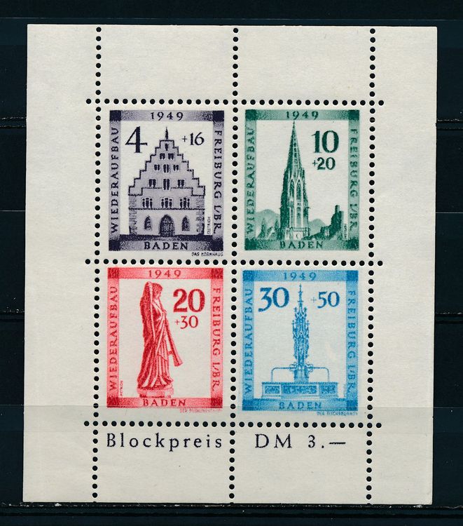 Alliierte Besetzung (Franz. Zone) Baden Mi. Block 1A * (Neu (gemäss Beschreibung)) in Bonau für ...