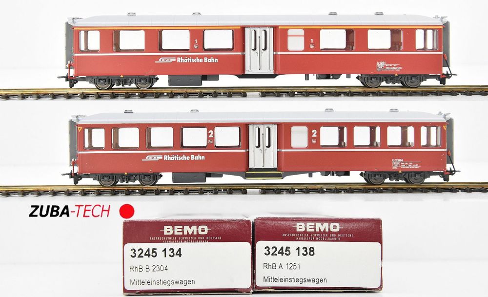 Bemo 2x Mitteleinstiegswagen der RhB H0m GS mit OVP (Gebraucht) in St. Gallen für CHF 85 – mit ...