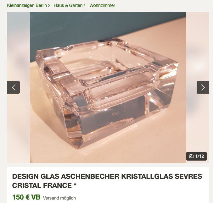 vintage Kristall-Aschenbecher von sevres france | Kaufen auf Ricardo