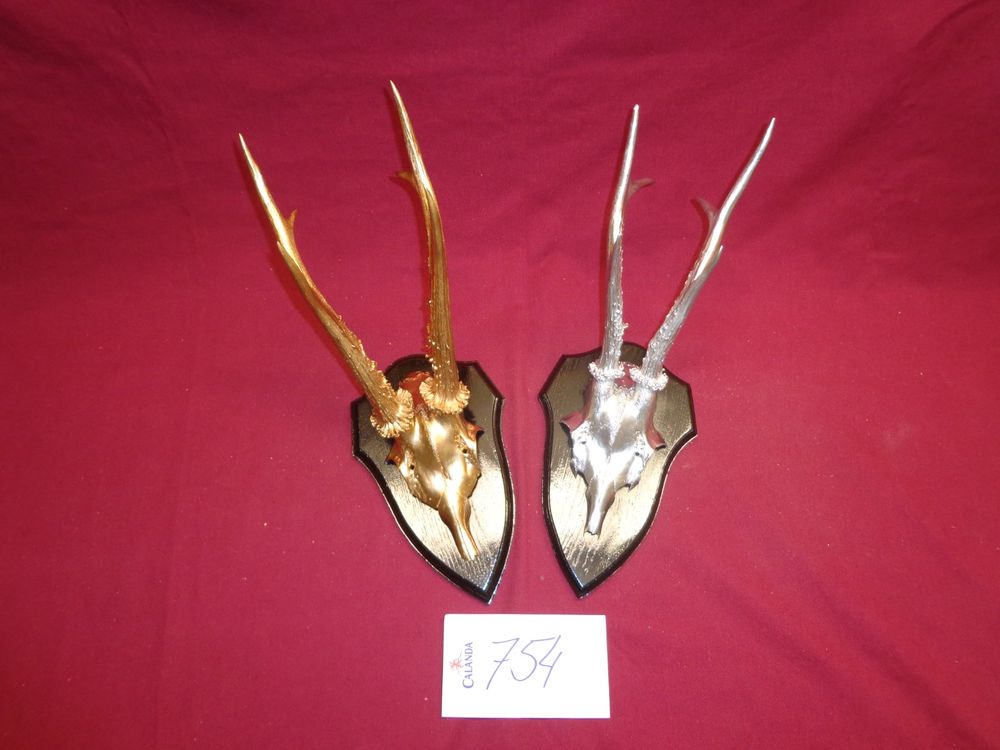 Reh, Geweihe, Trophäe, Horn, Dekoration, Jagd, Gold, Silber (Neu ...