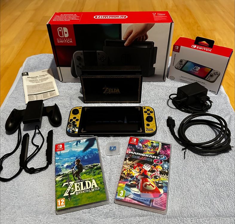Nintendo Switch Grey -Zelda- + Split Pad + 2 Spiele + 400 GB (Gebraucht ...