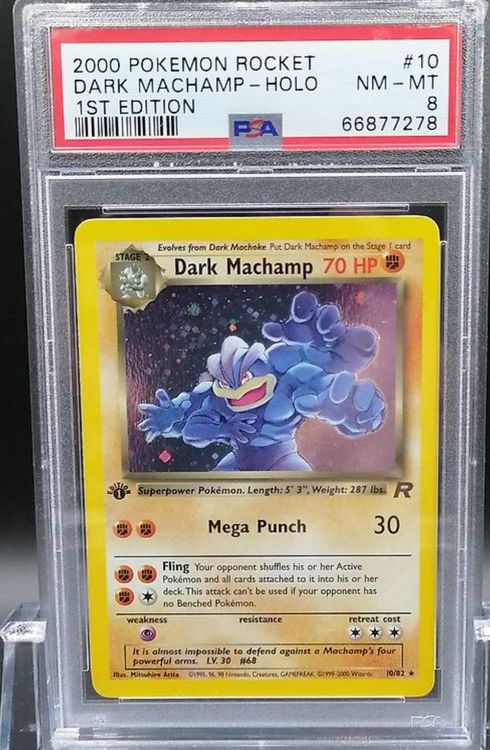 PSA 8 POKÉMON Dark Machamp Holo 1 Edition! (Neu (gemäss Beschreibung ...