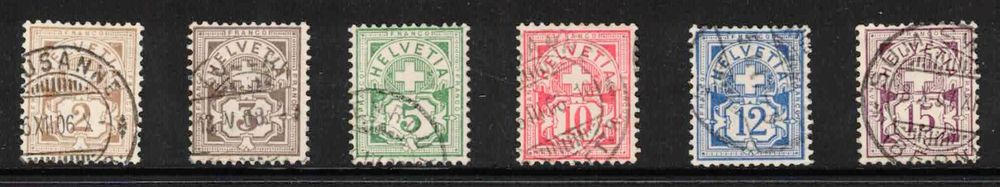 1906, Ziffermuster Serie mit Wasserzeichen Nr. 80-85 ʘ (Neu (gemäss Beschreibung)) in Nuglar für ...