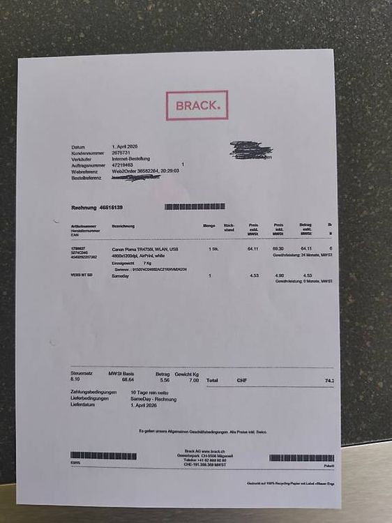 Fast neuer Drucker CANON TR4750i mit Garantie von BRACK (Gebraucht) in ...