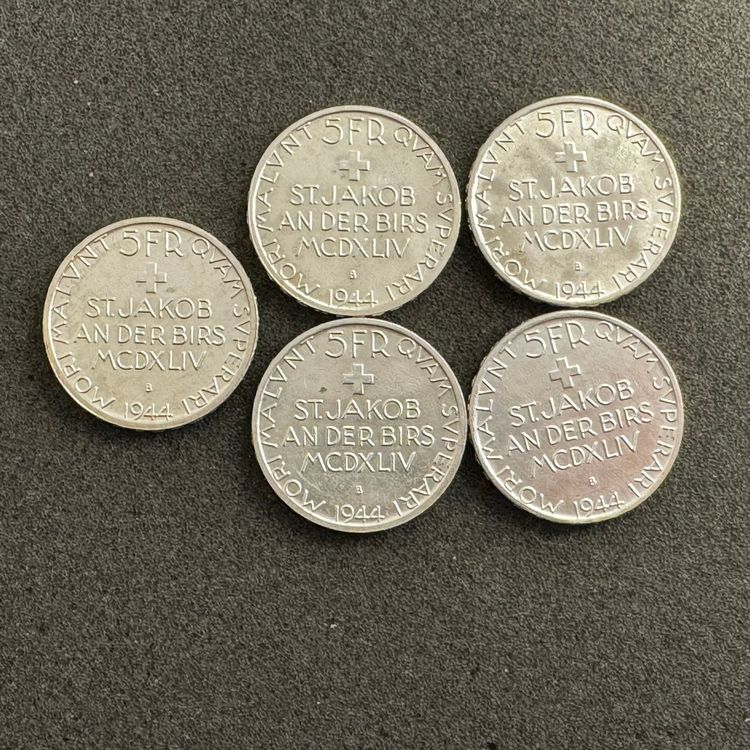 5 x 5 Franken Silber 1944 St. Jakob | Kaufen auf Ricardo