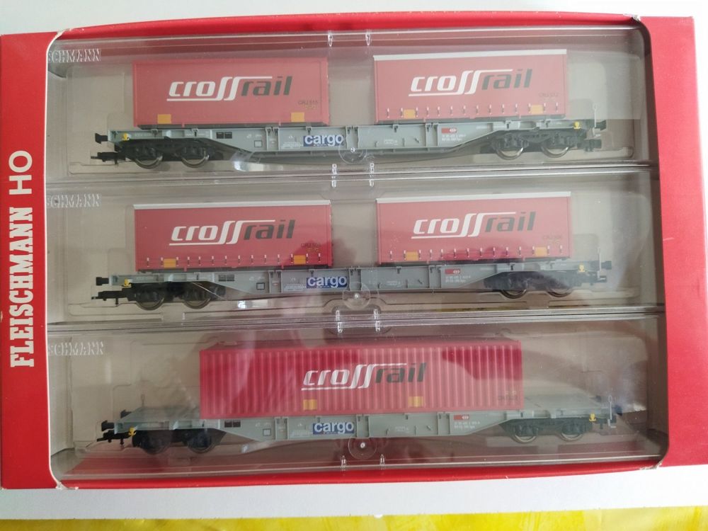 SBB Cargo Wagenset Crossrail H0, GS, Fleischmann, Container (Neu und originalverpackt) in La ...