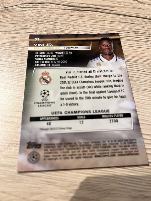 Vini JR. Topps Stadium Chrome Card 22/23 Neu (Neu (gemäss Beschreibung ...
