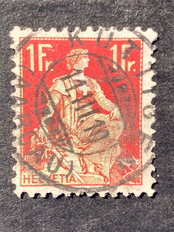 Schweiz 1910 Helvetia Schw. 1Fr Vollstempel KÜTTIGEN 11.III. (Gebraucht ...