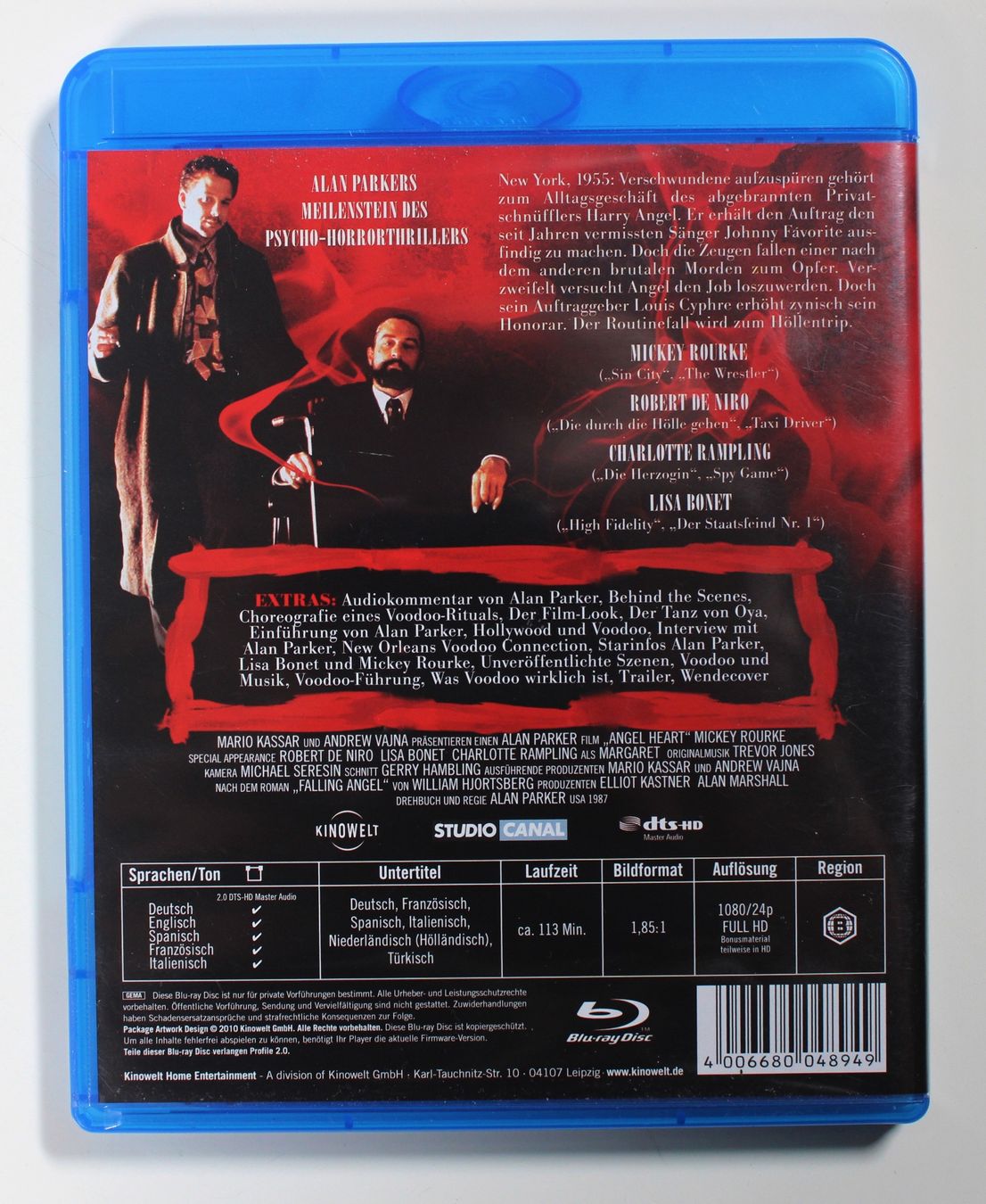 Blu-Ray ANGEL HEART mit Robert de Niro, Mickey Rourke (Neu (gemäss ...