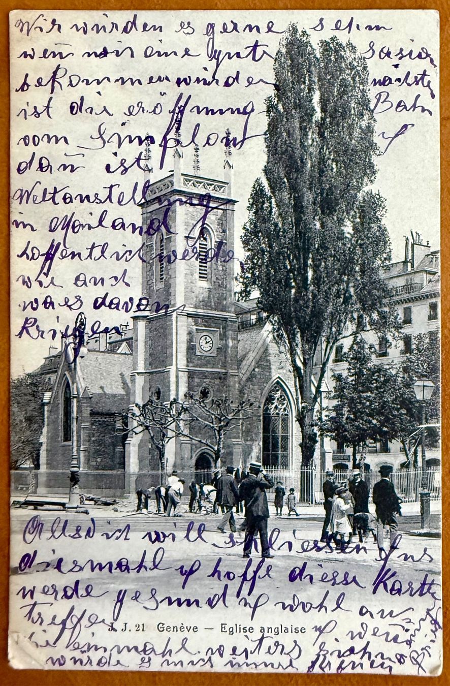 Genève - Animation devant l'Eglise Anglaise 1906 (D'occasion) à Lutry ...