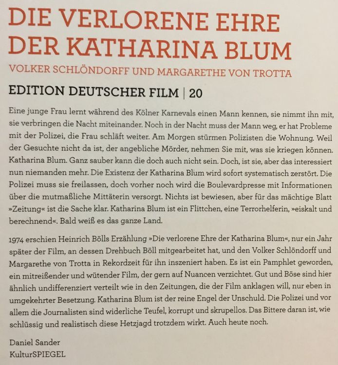 Die verlorene Ehre der Katharina Blum - Deutscher Film 1975 | Kaufen ...