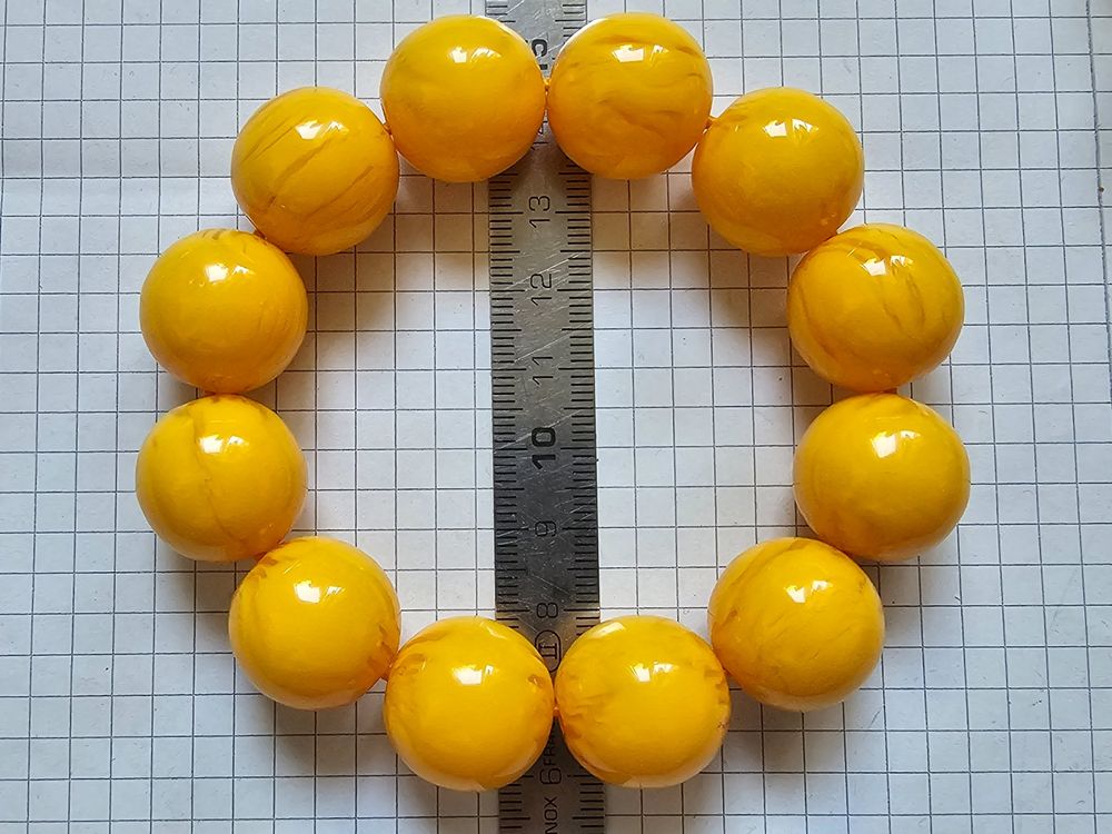 Butterscotch Armband 20mm Kugeln wie Bernstein weiß groß (Neu (gemäss ...