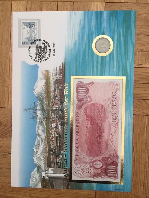 Argentina/ Banknotenbrief mit Muenze (Neu und originalverpackt) in Muralto für CHF 5.95 – mit ...