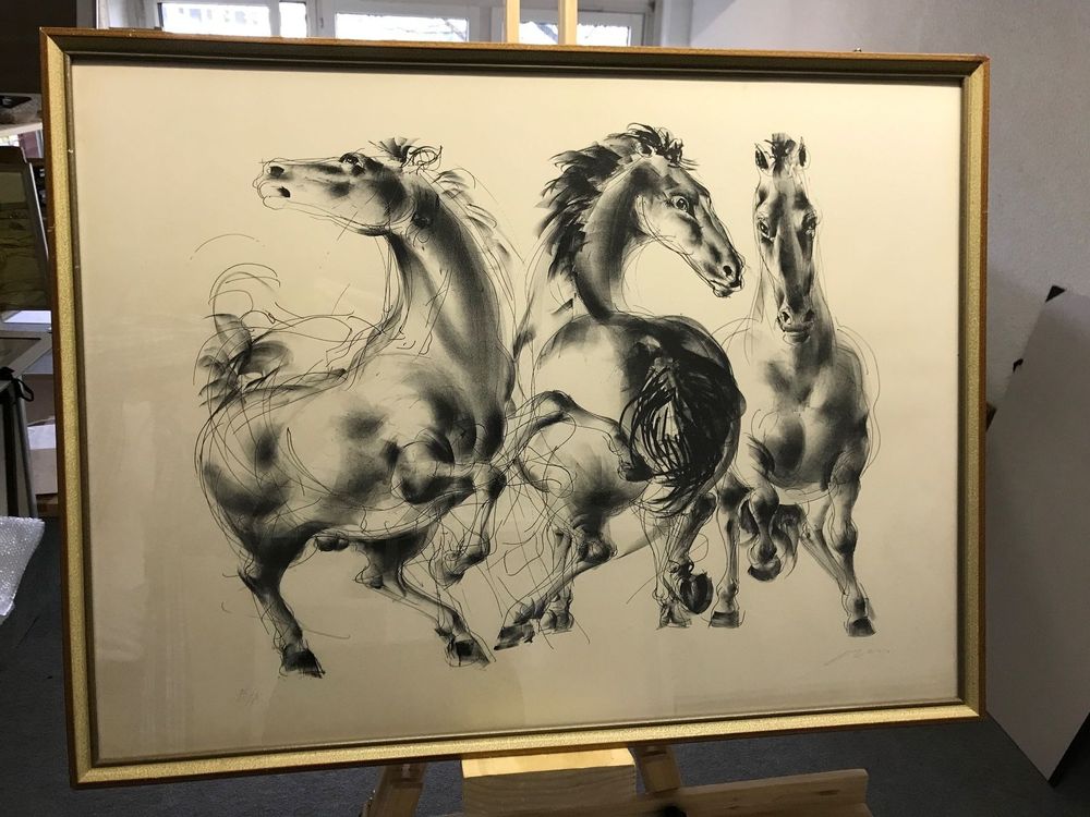 Hans Erni - Drei Pferde (Lithographie, E/A u. sign.) | Acheter sur Ricardo