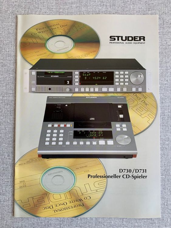 ORIGINAL VINTAGE STUDER D730/D731 PROF CD-SPIELER KATALOG (Neu (gemäss ...