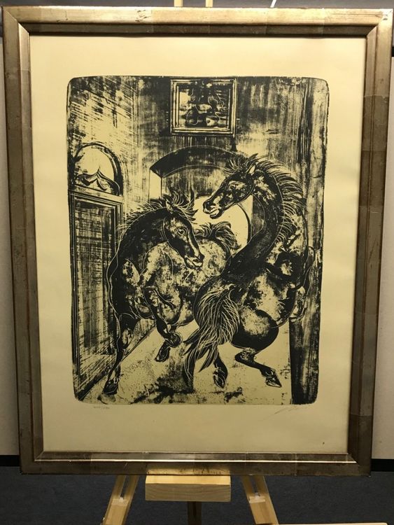 Hans Erni- Zwei Pferde vor dem Eingang zum Schloss La Sarraz | Kaufen auf Ricardo