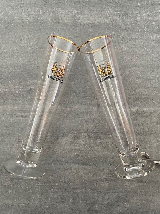 2 x 2 dl Cardinal Stangen - Bierglas - Goldrand - Vintage (Neu (gemäss ...