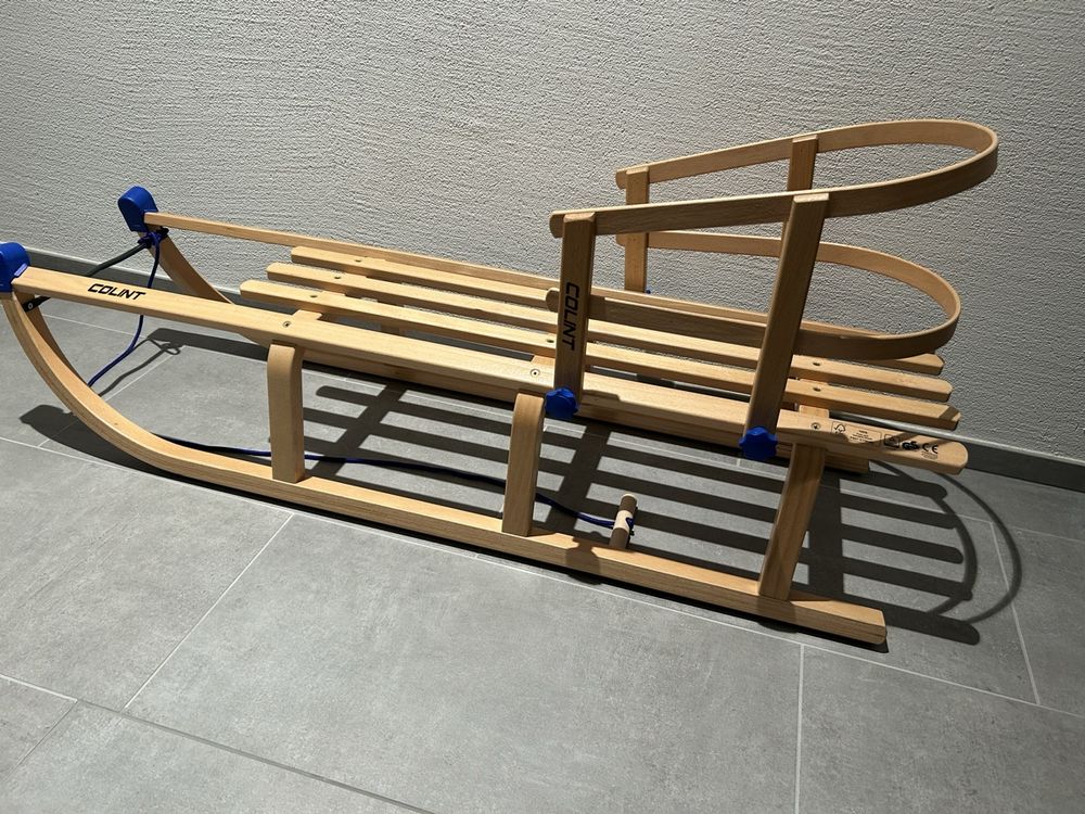 Holzschlitten neu mit Kindersitz (abnehmbar) (Neu (gemäss Beschreibung ...