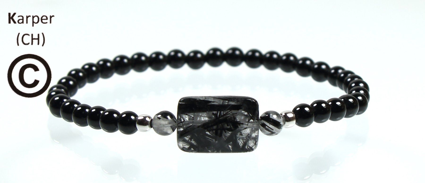 Onyx, Rutil Turmalin Quarz / tourmaline quartz, S 925 Rho (Neu und originalverpackt) in ...