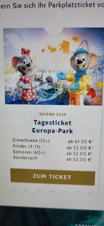 2 Eintritte Europa Park über die Smartbox (Neu und originalverpackt) in Uttigen für CHF 90 – mit ...