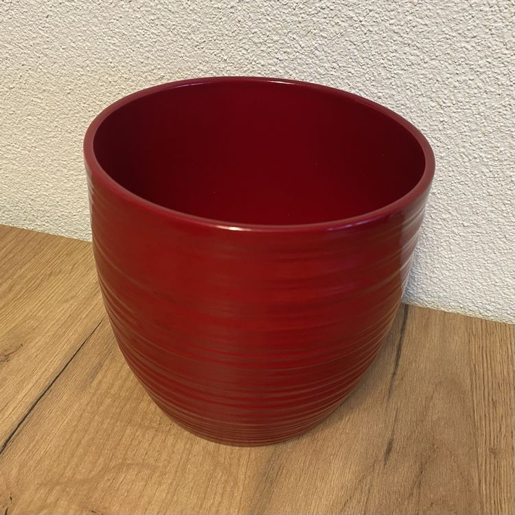 Leuchtend rot glänzender Blumentopf 15 cm | Kaufen auf Ricardo