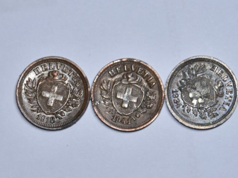 3 ANTIKE 1 RAPPEN MÜNZEN 1818 1934 1941 FUNDZUSTAND (Gebraucht) in ...