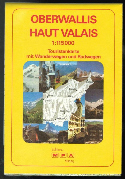 Landkarte Oberwallis mit Wanderwegen (1990) (Neu (gemäss Beschreibung ...