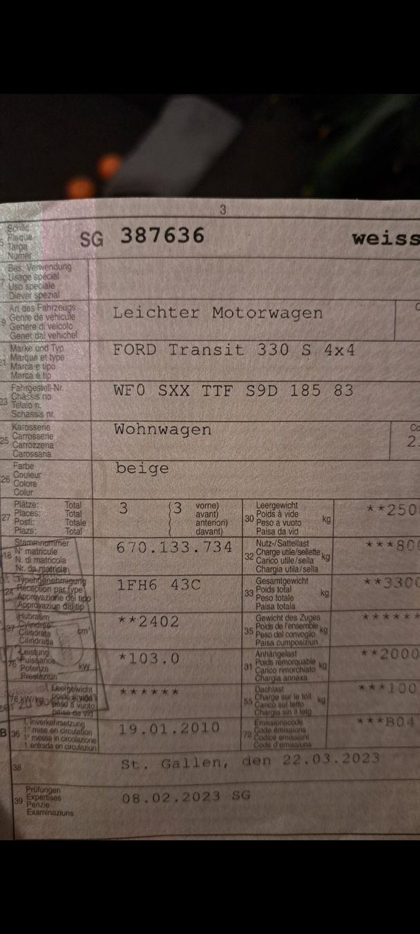 Schnäpchen FORD TRANSIT 4x4 (Gebraucht) in St. Gallen für CHF 4400 – nur Abholung auf Ricardo kaufen