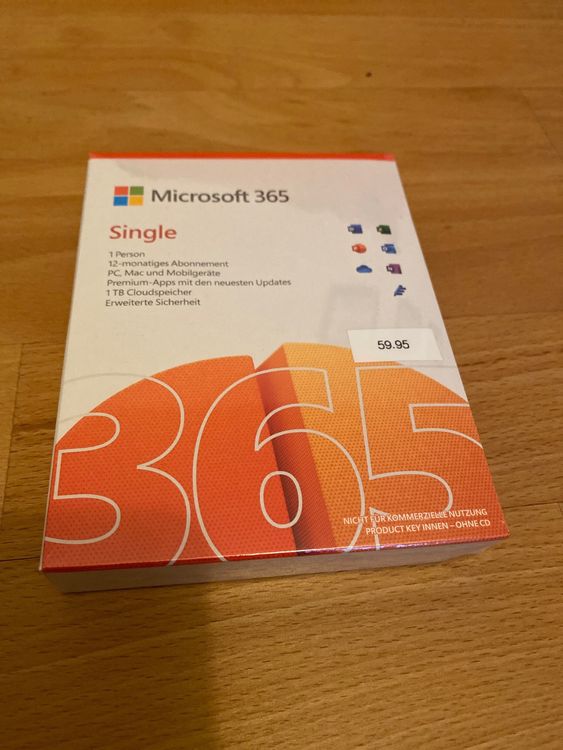 Microsoft 365 Single 12-monatiges Abonnement (Neu und originalverpackt ...