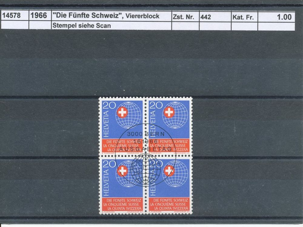 1966 Die fünfte Schweiz - Viererblock | Kaufen auf Ricardo