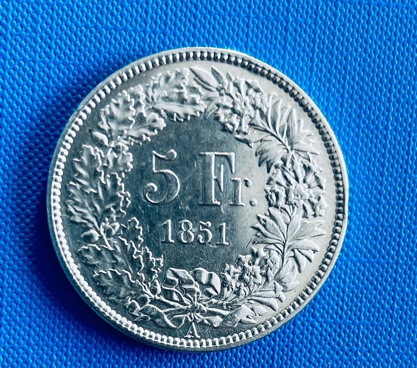 5 Franken Silber 1851 sitzende Helvetia (Gebraucht) in Boniswil für CHF 201 – mit Lieferung auf ...