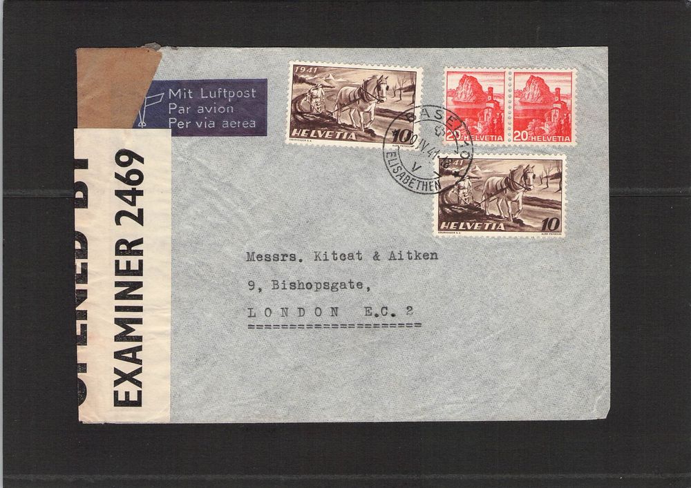 Zensur Flugpost nach London 30.IV.1941 | Kaufen auf Ricardo