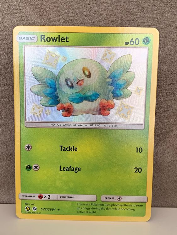 Shiny Rowlet Holo Rare ENG Hidden Fates Pokemon SV2/SV94 | Kaufen auf ...