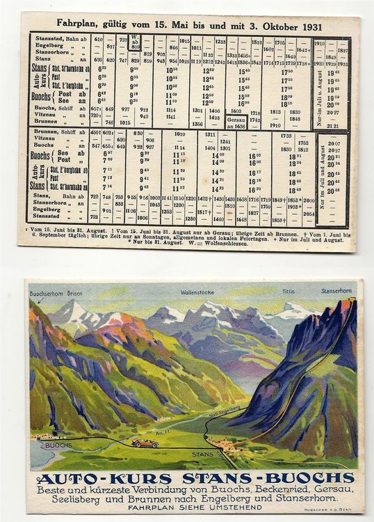 Autokurs Stans - Buochs Fahrplan 1931 ol (Gebraucht) in Aarau für CHF 5 – mit Lieferung auf ...
