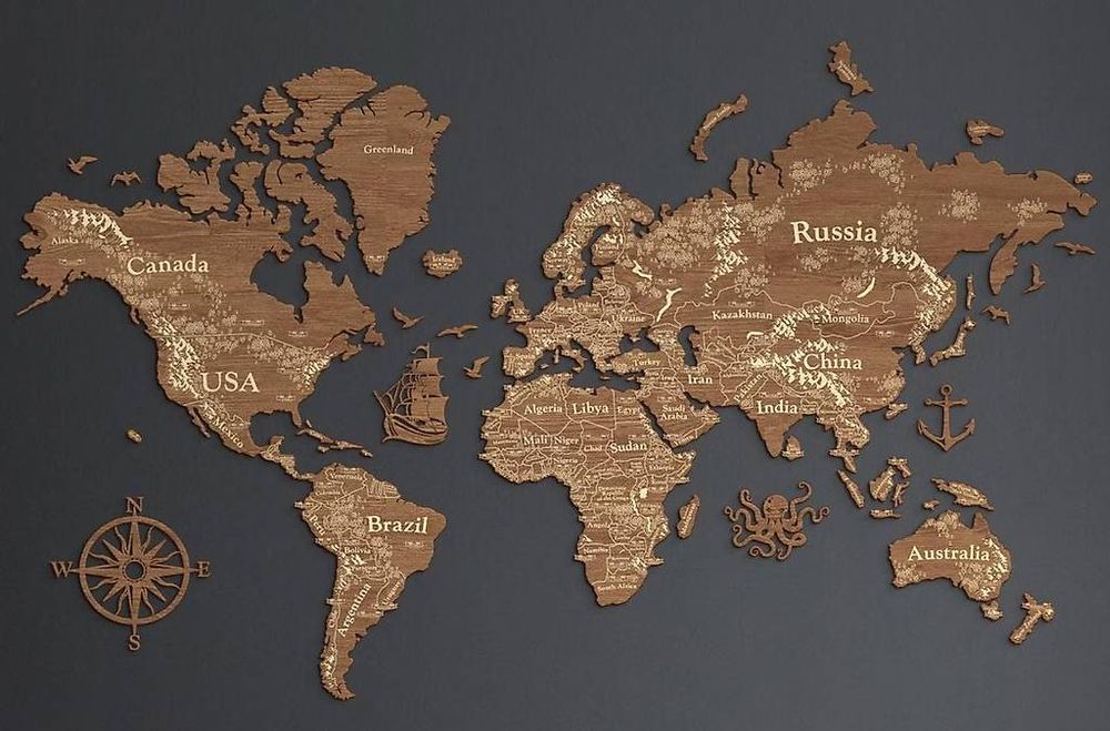 NEUE Weltkarte Holz mit Druck 150cm x 90cm (Neu (gemäss Beschreibung)) in Rudolfstetten für CHF ...