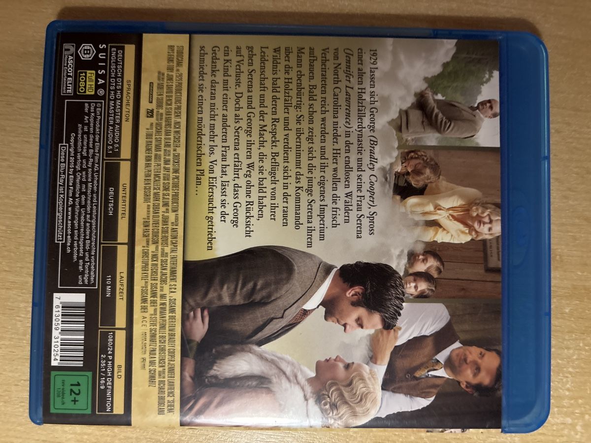 Blu-Ray: Serena mit Jennifer Lawrence & Bradley Cooper (Gebraucht) in ...