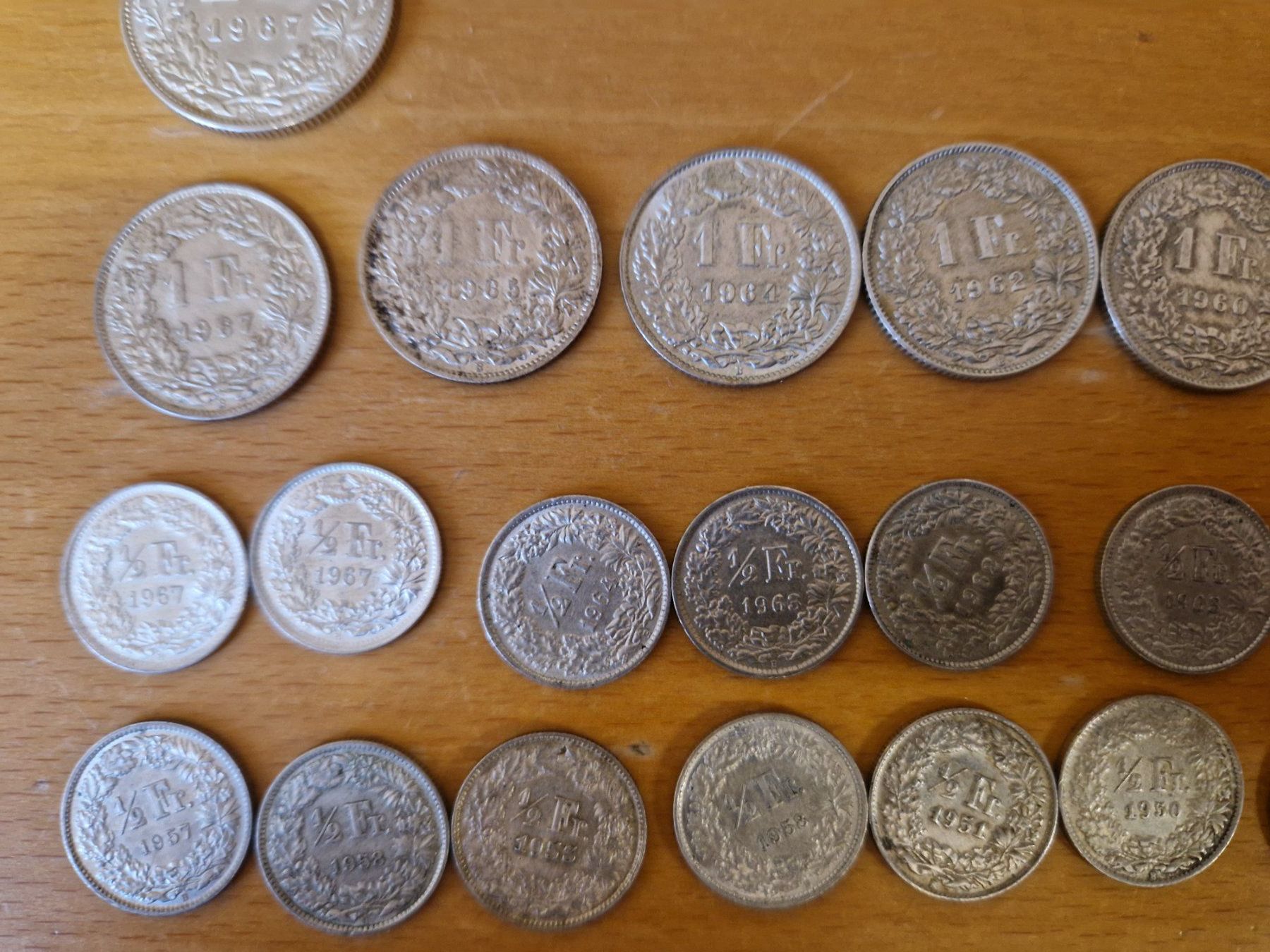 5Fr, 2Fr, 1Fr, 50Rp, Silbermünzen Schweiz, Jg ab 1920-1967 (Gebraucht ...