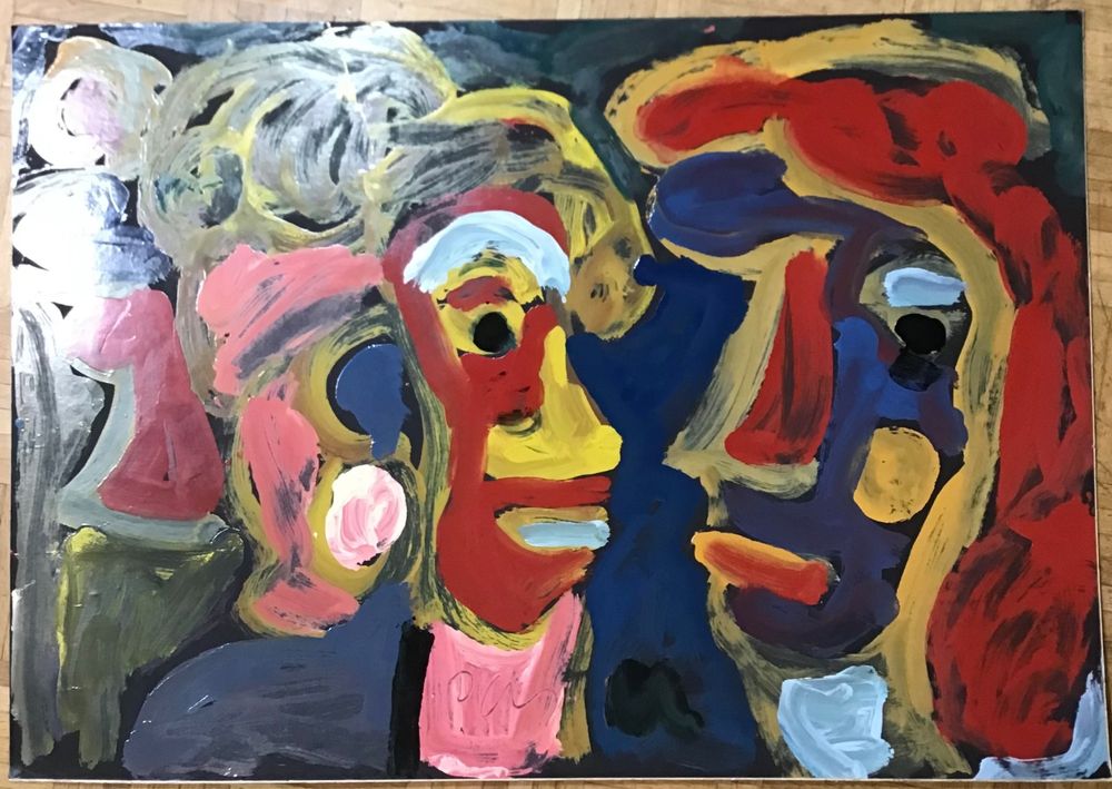 Grosse Gemälde von 2 Gesichter Monogrammiert (Gebraucht) in Root für CHF 25 – mit Lieferung auf ...