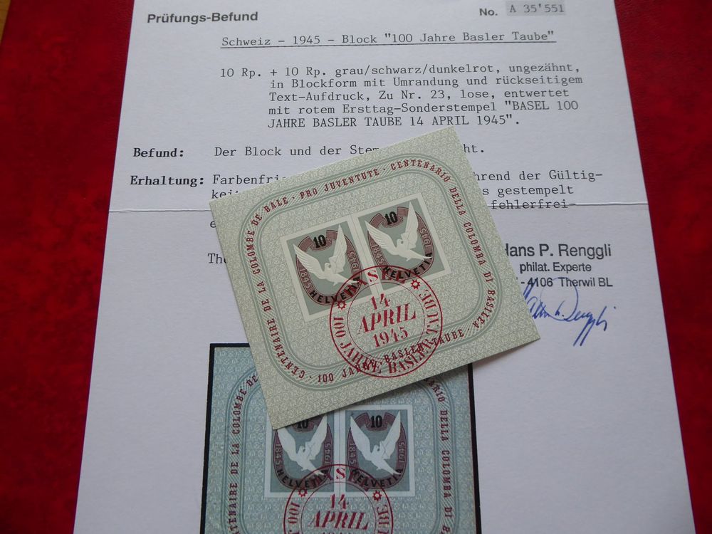 1945 Basler Taube Block mit grossem Fotobefund (Gebraucht) in Rothrist ...