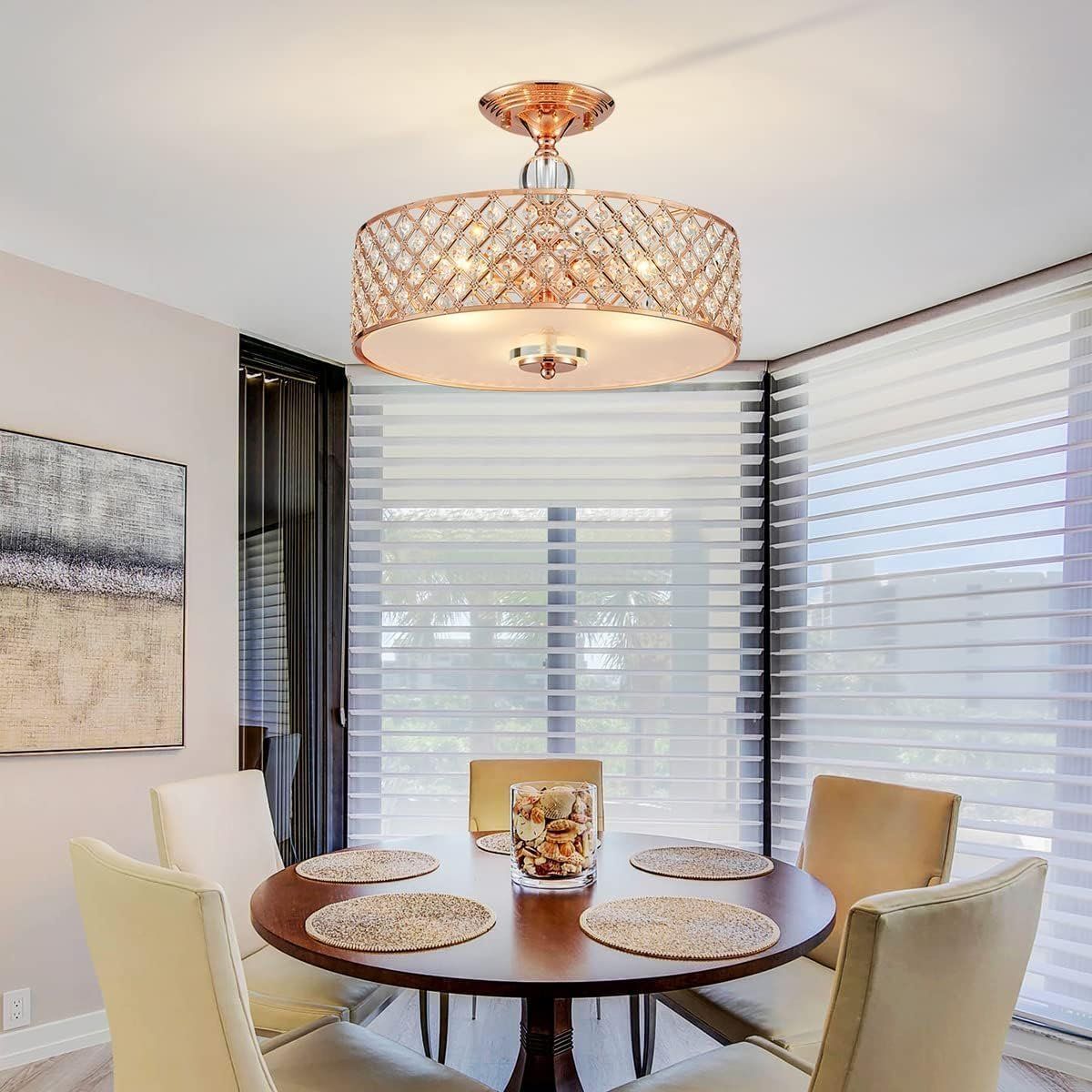 Deckenlampe Luxus Kristall Roségold Modern für Wohnräume Ø40 (Neu und ...
