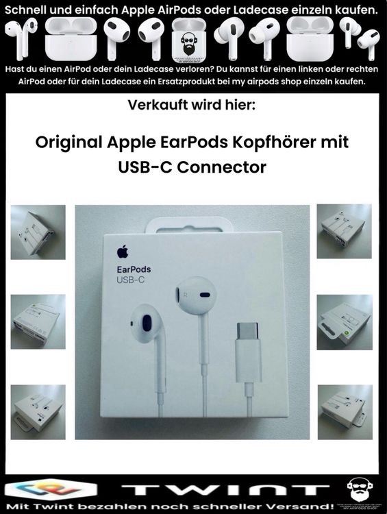 Original Apple EarPods Kopfhörer mit USB-C Connector (Neu und ...