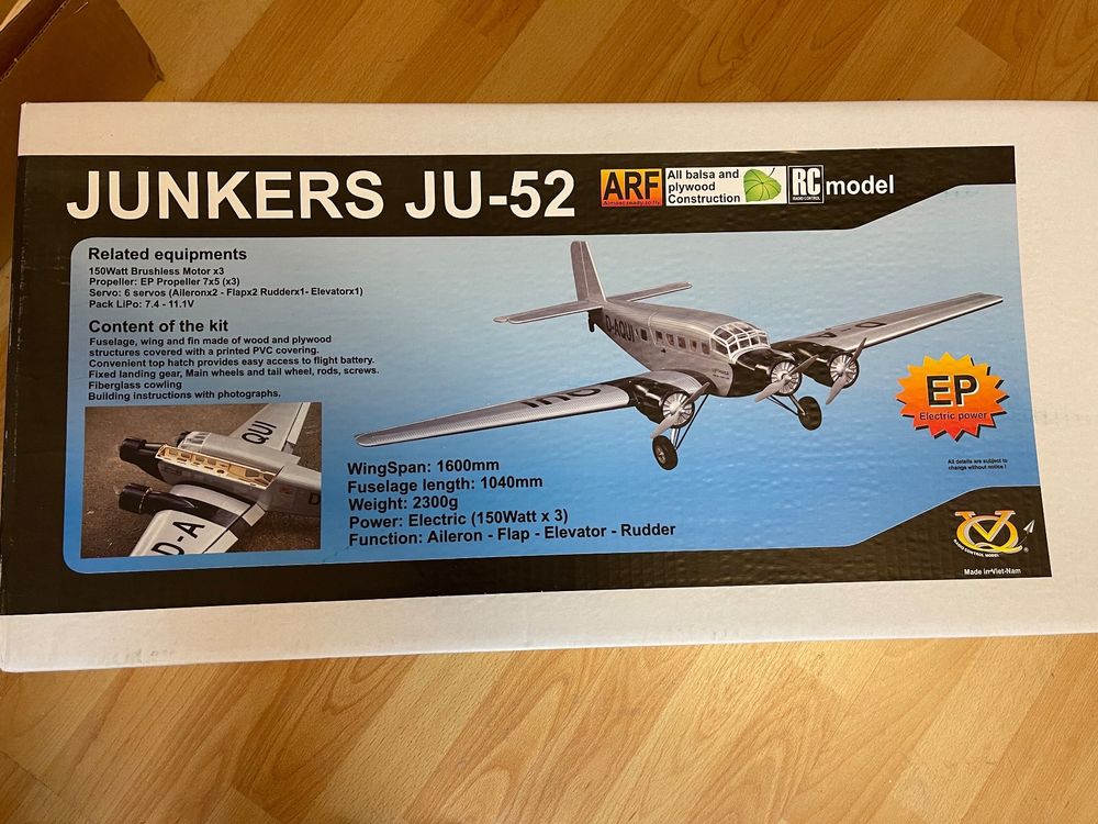 RC Ju-52 Modell-Bausatz ARF (Neu und originalverpackt) in Oberurnen für ...