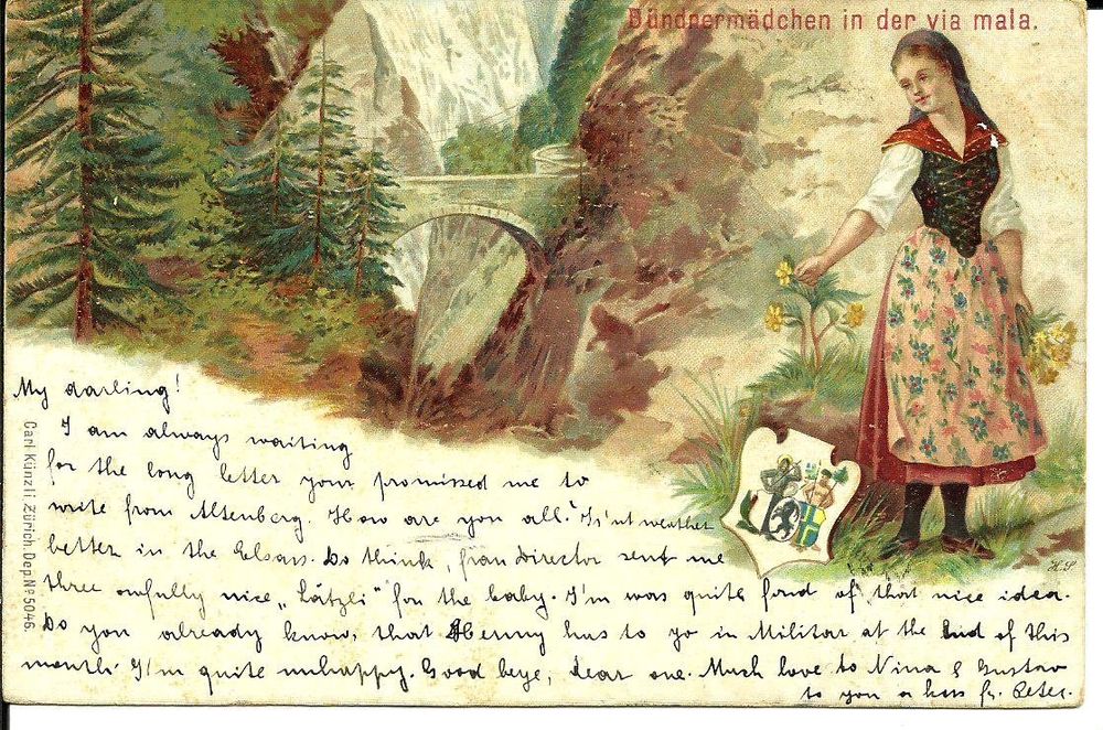 AK LITHO VIA MALA GR BÜNDNERIN WAPPEN 1899 (Gebraucht) in Aarau für CHF ...