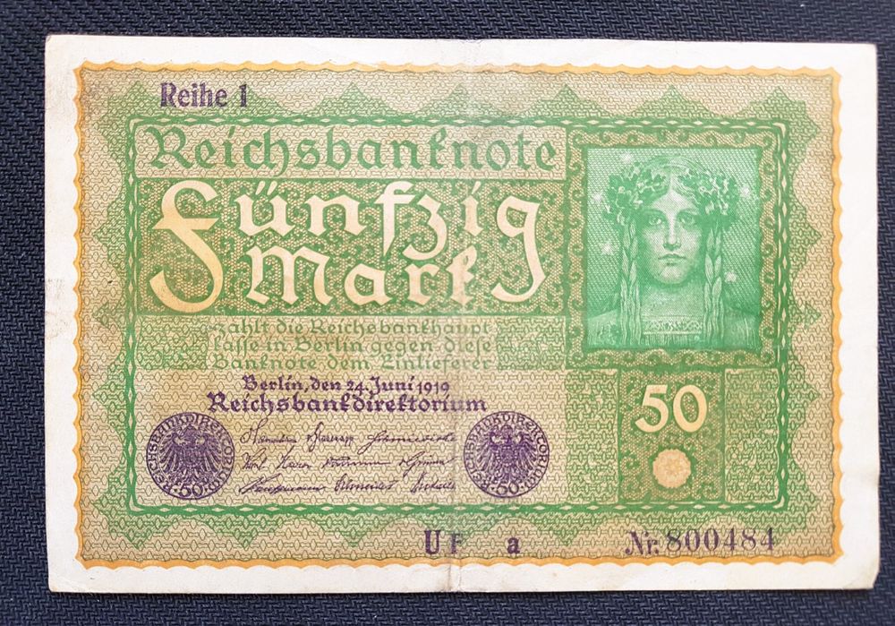 Fünfzig Mark Reichsbanknote 1919 Billet de banque (Gebraucht) in ...